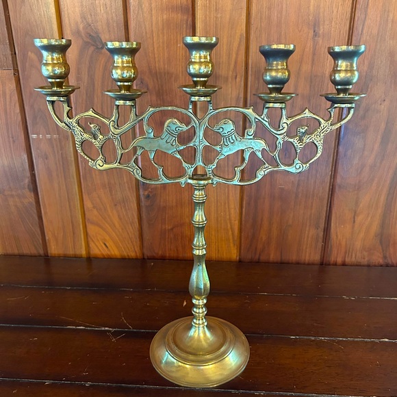 Vintage | Accents | Vintage Mid Century Lion Of Judah 5 Arm Candelabra ...